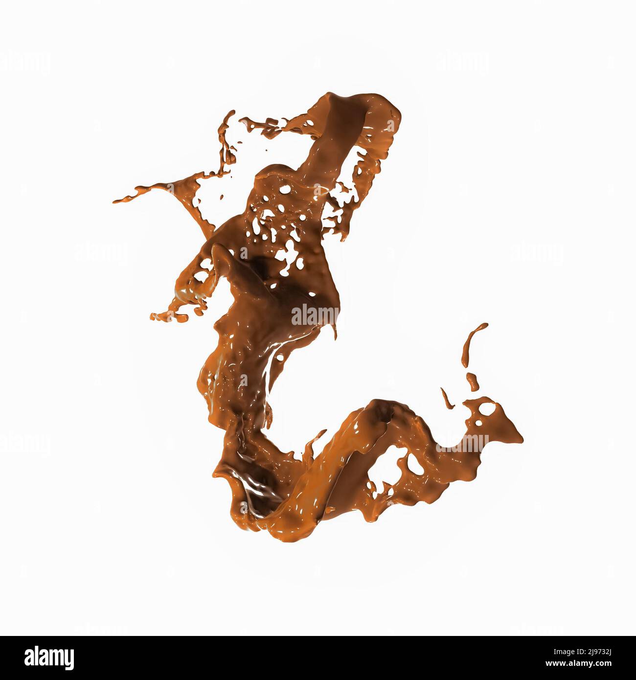 3D Rendering of Abstract Rich Coco Coffee Splash on White Background ...