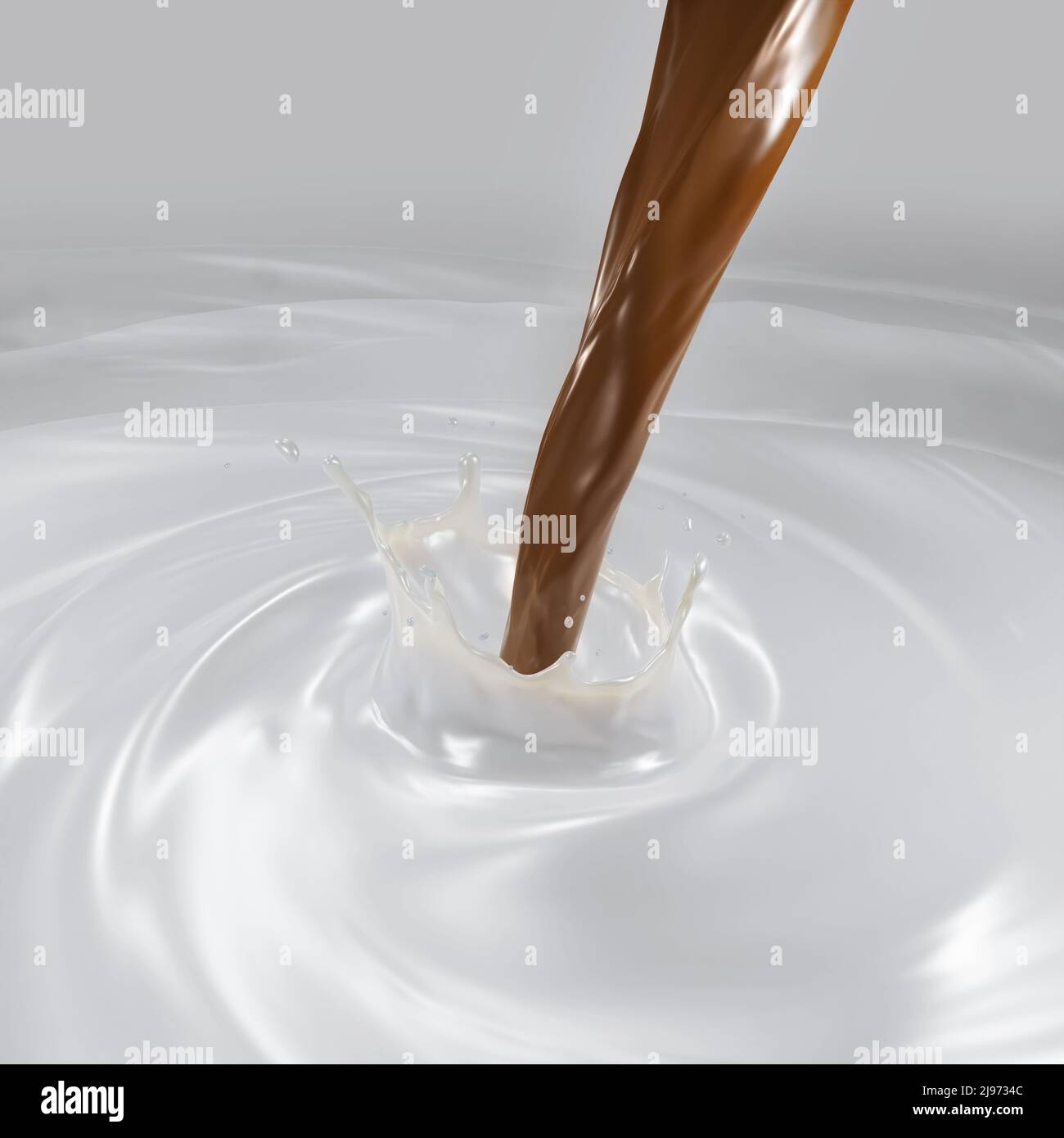 3D Rendering of Isolated Liquid Chocolate Splash with Pouring Liquid ...