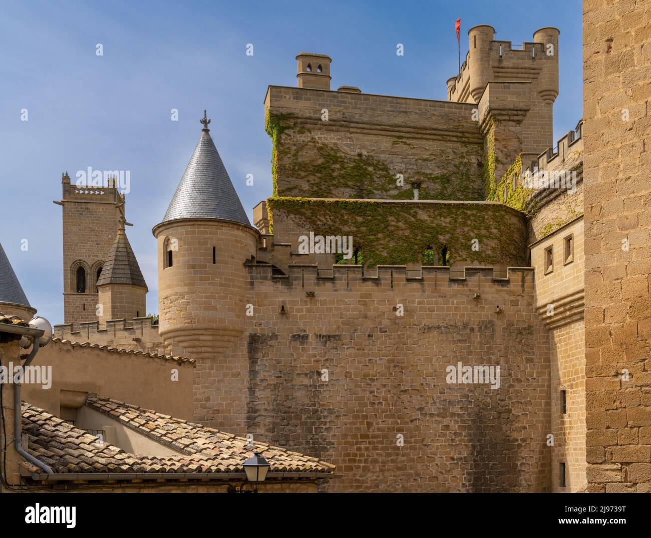 Olite, Spain - 30 April, 2022: view of the Palacio Real de Olite castle ...