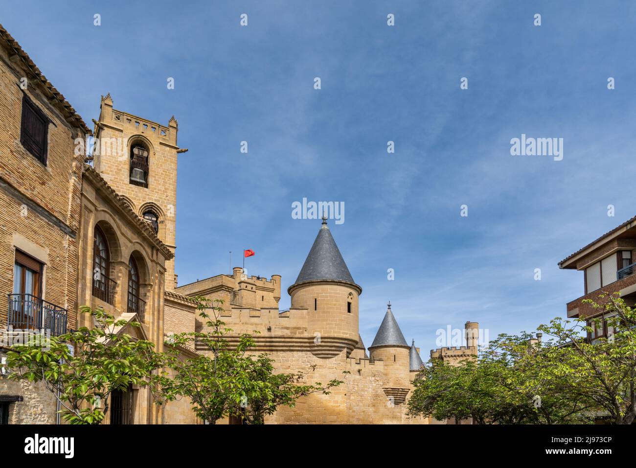 Olite, Spain - 30 April, 2022: view of the Palacio Real de Olite castle ...