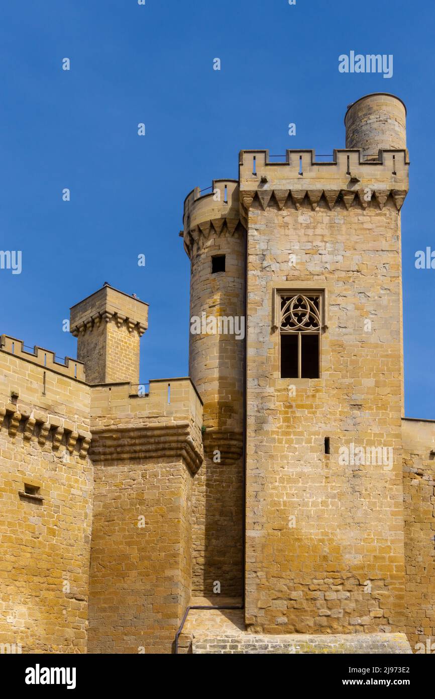 Olite, Spain - 30 April, 2022: view of the Palacio Real de Olite castle ...