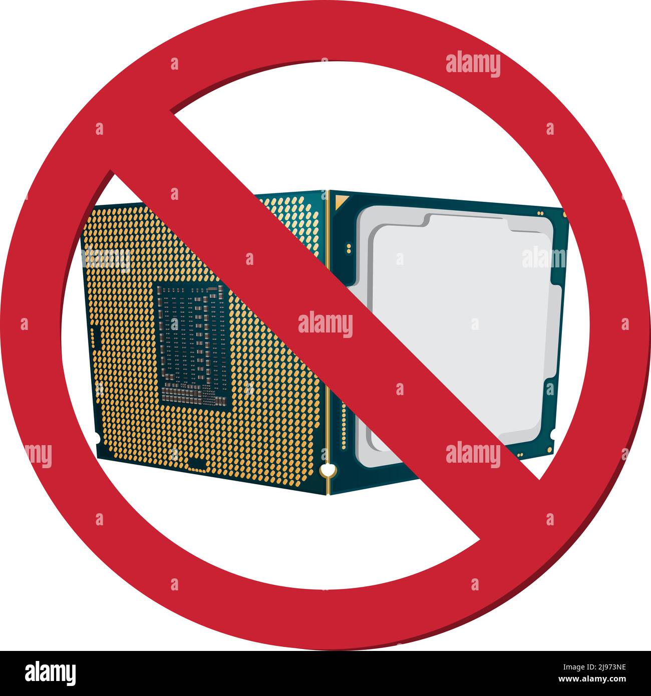 Vector realistic CPU computer processor chip - front and back view ...