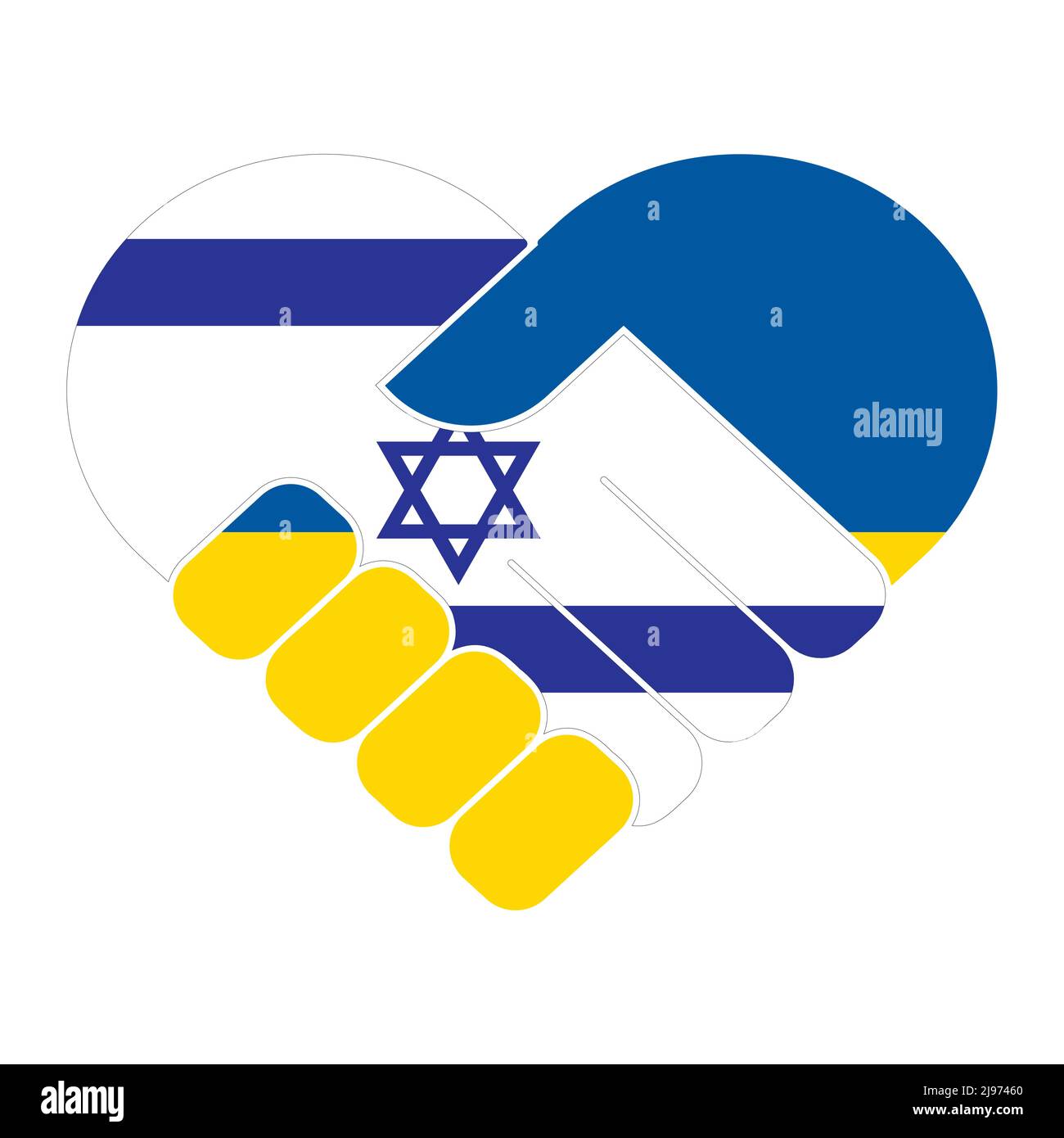 Handshake symbol in the colors of the national flags of Israel and ...