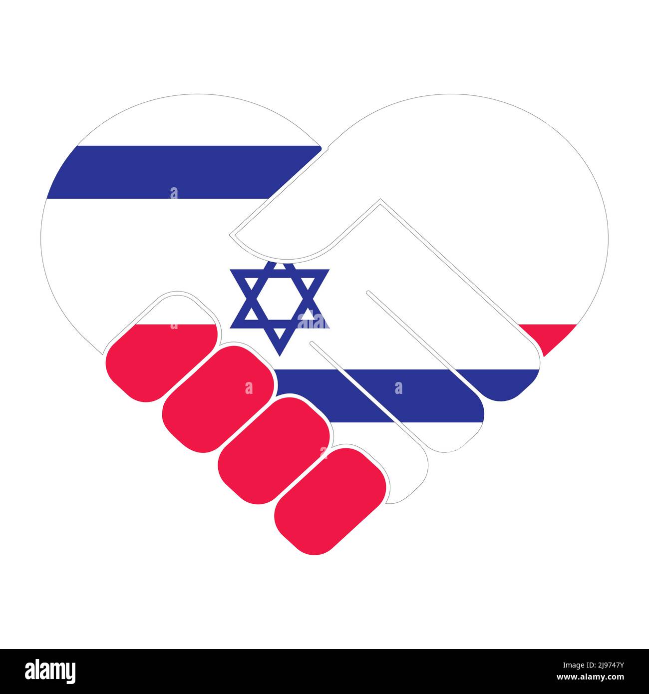 Handshake symbol in the colors of the national flags of Poland and ...