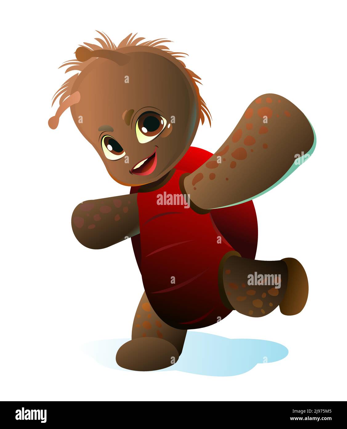 Red beetle fun running. Cute cartoon character. Funny insect object ...