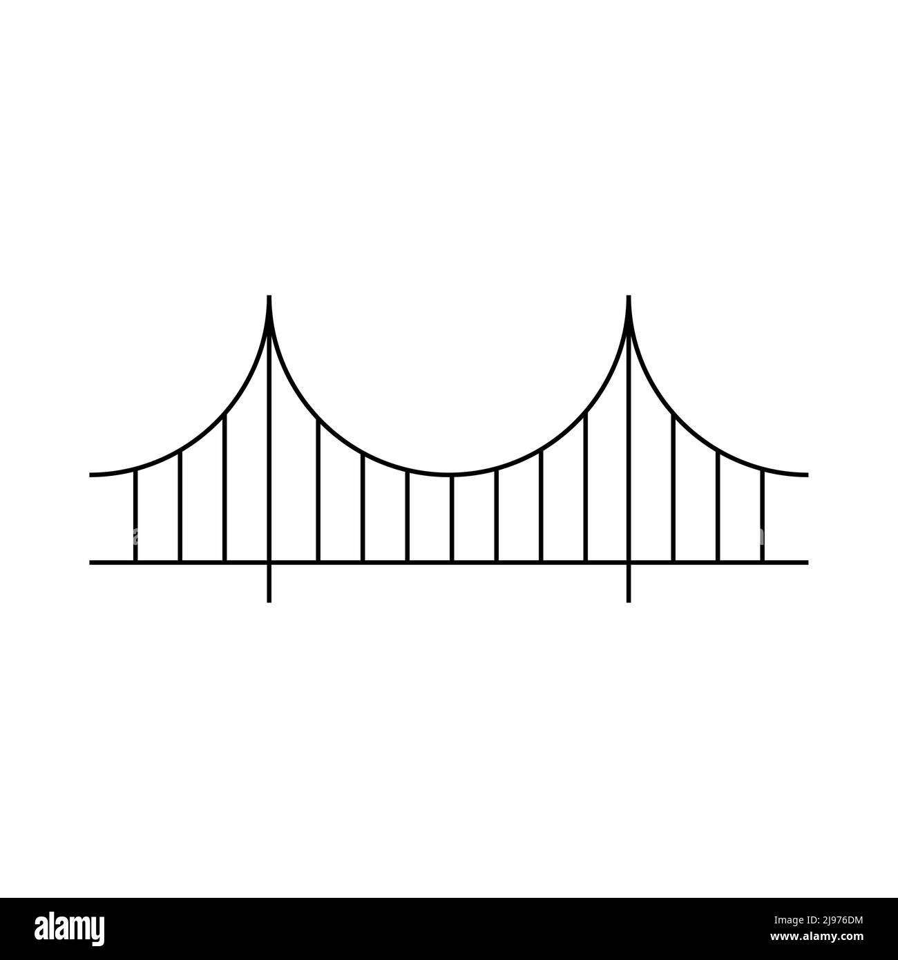 Silhouette bridge icon, urban architecture design, travel line ...