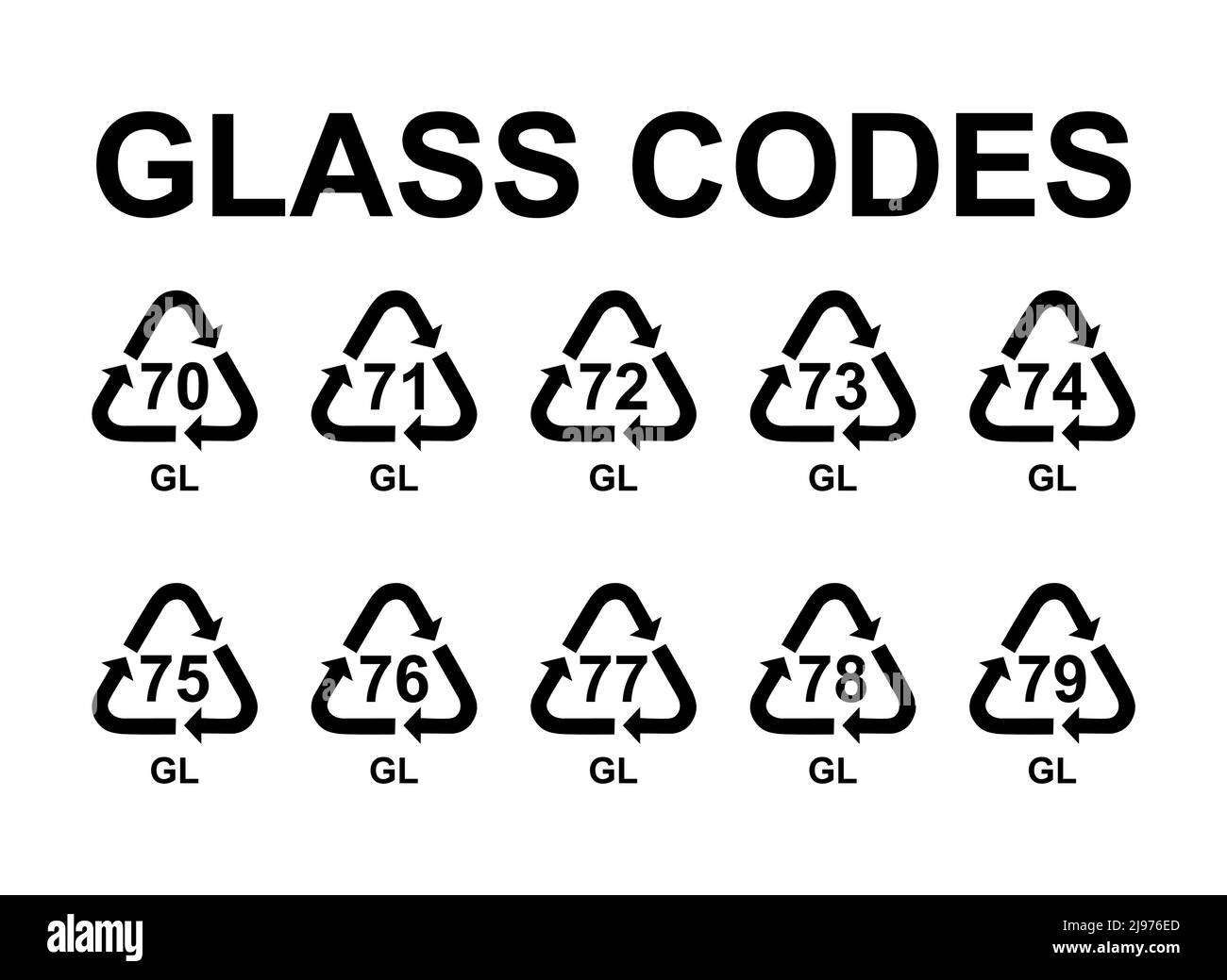 Set of Glass symbol, ecology recycling sign isolated on white ...