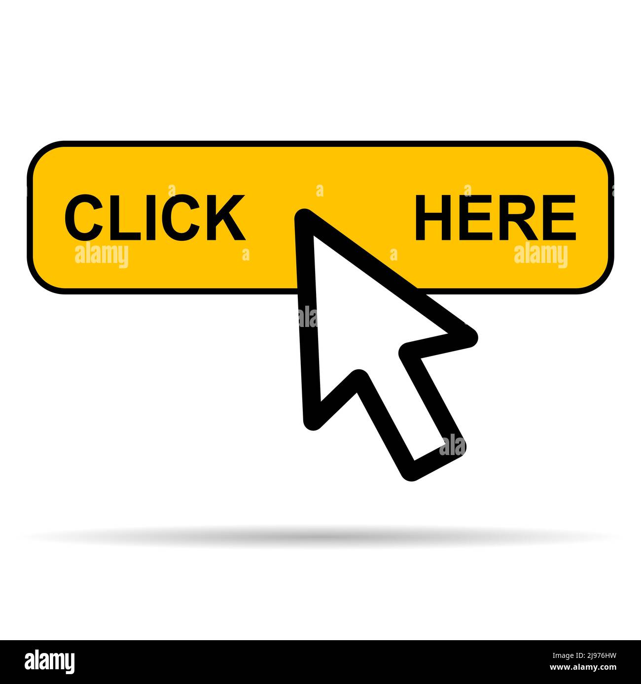 Click here web button with shadow, internet flat pointer design, press link vector illustration ...