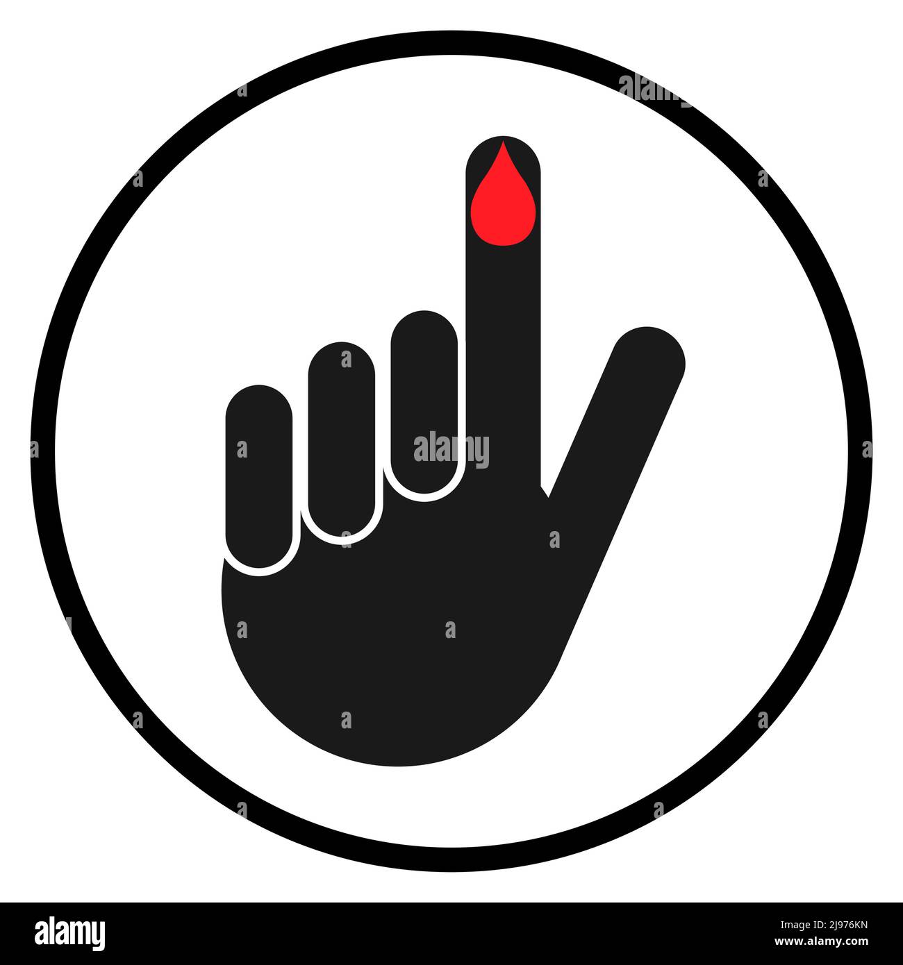 Hand finger with drop blood icon, medical health test symbol, control ...