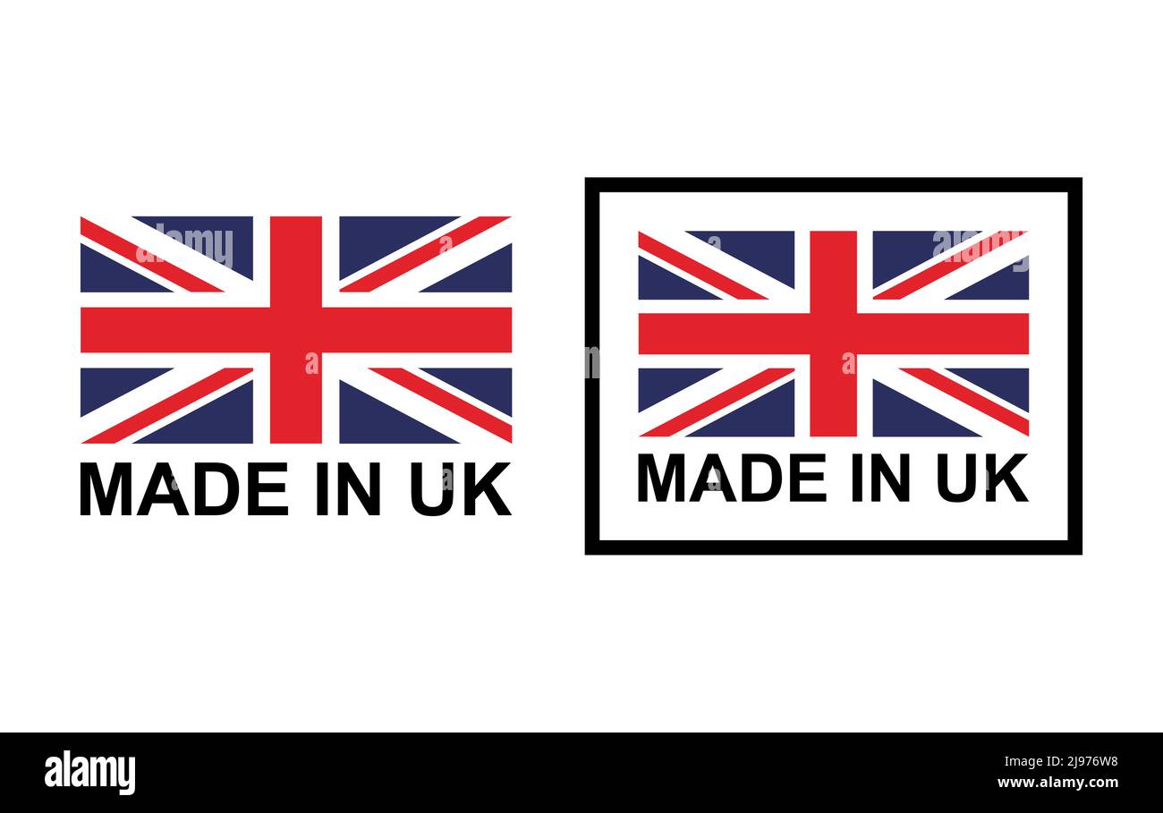 Set of Made in UK seal, product tag label sign, sticker quality stamp ...
