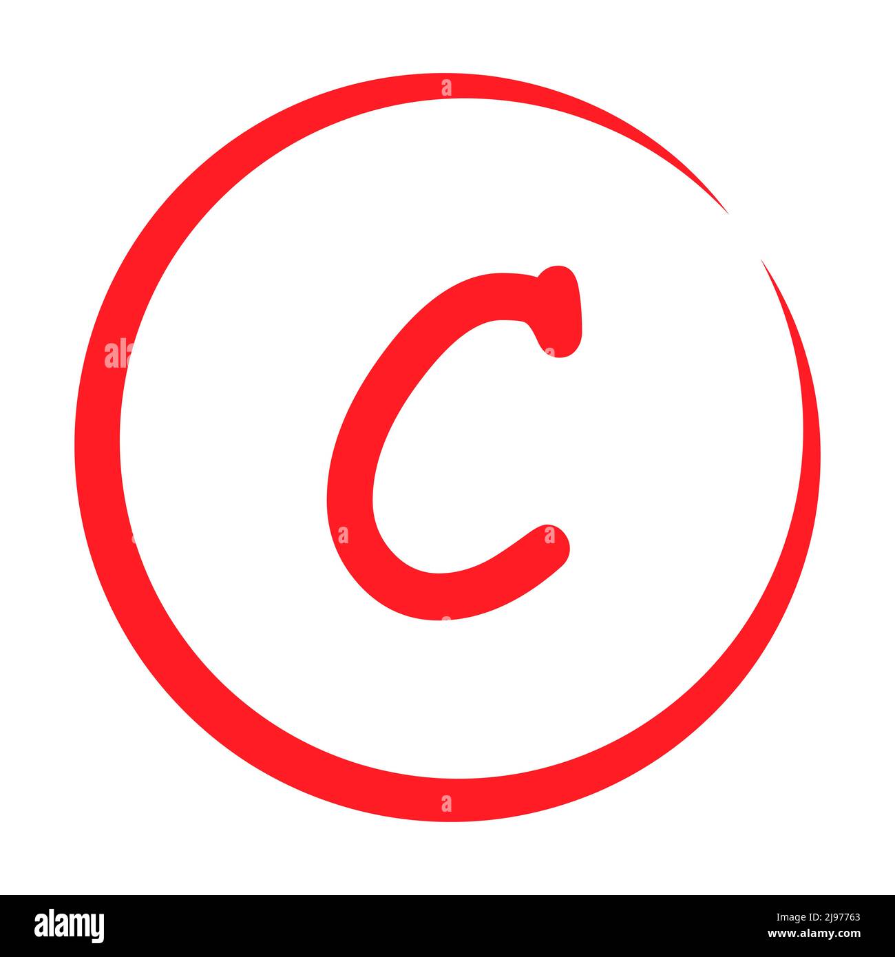 Grade result C . Hand drawn icon in red color. Test exam mark report ...