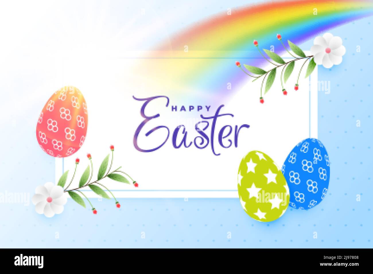 colorful happy easter background with rainbow Stock Vector Image & Art ...