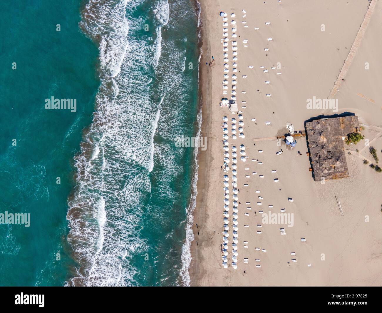Bird's-eye view of Patara beach shot with drone - Kaş, Antalya, Turkey ...