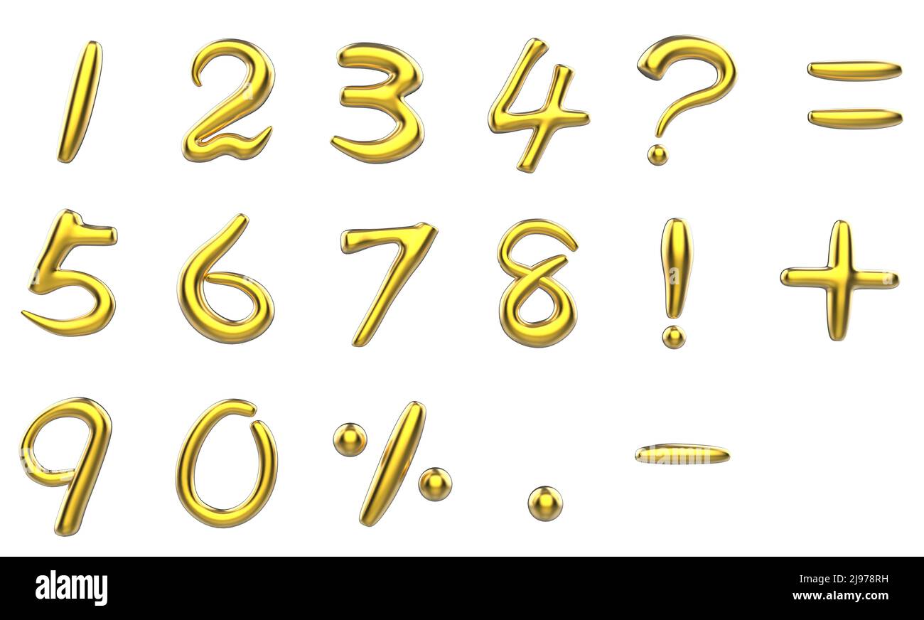 Numerical letters with percentage symbol, plus, minus, equals, and a ...