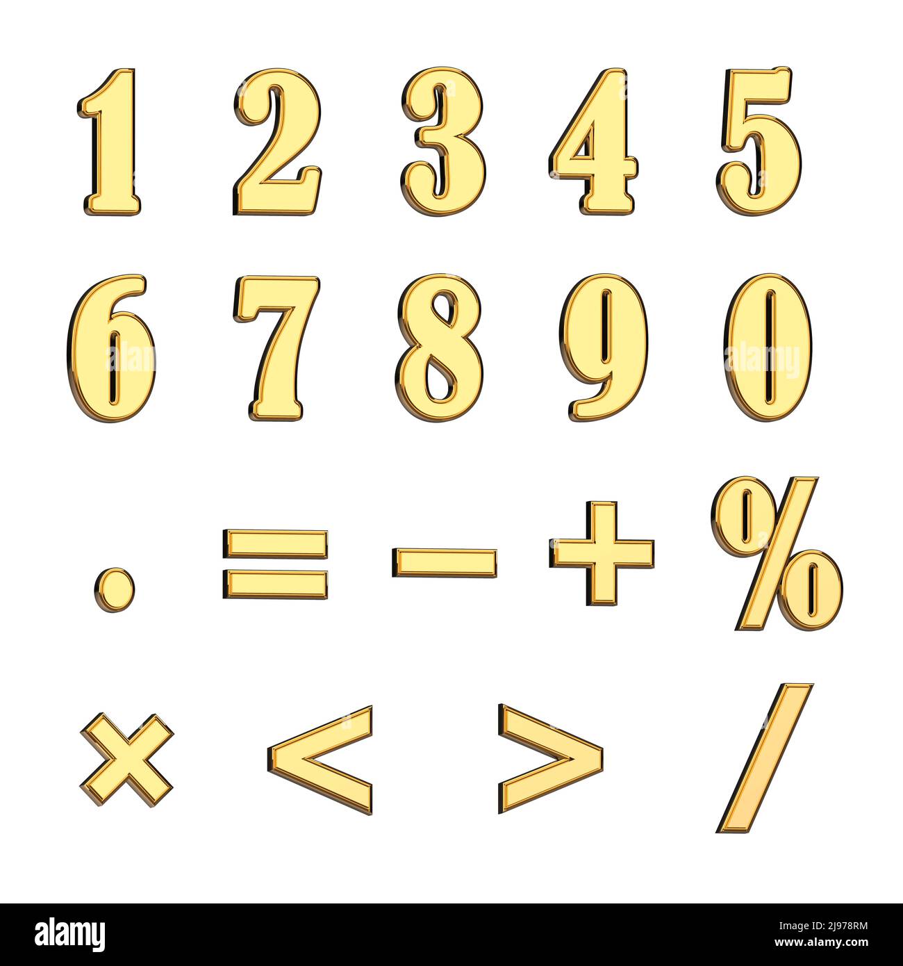Numerical letters with percentage symbol, plus, minus, equals, and a ...