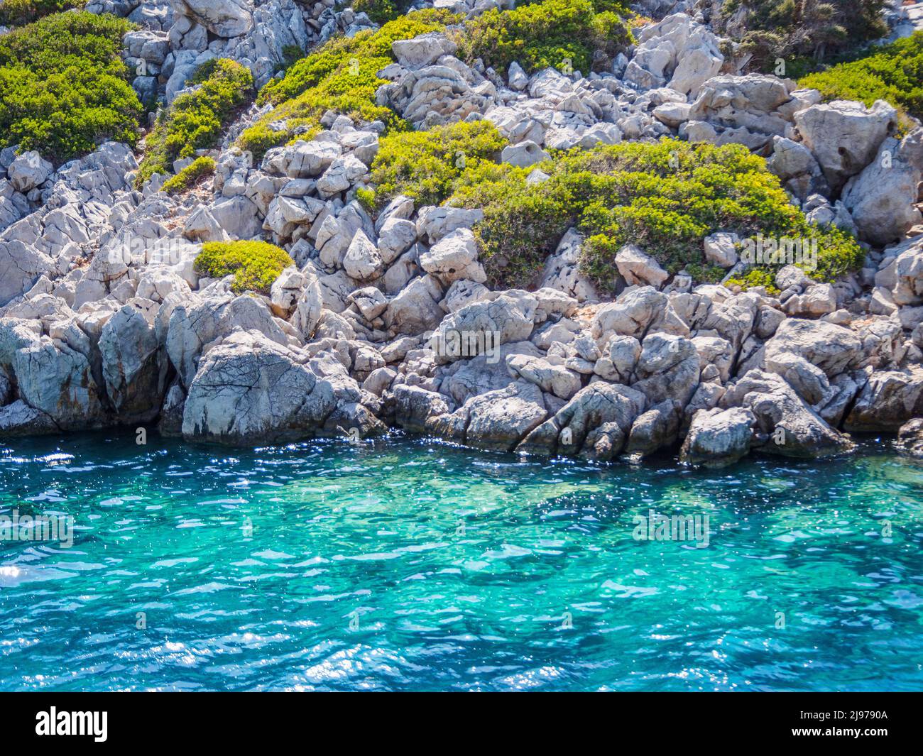 Turquoise sea water and green plants Marmaris, Turkey Stock Photo - Alamy