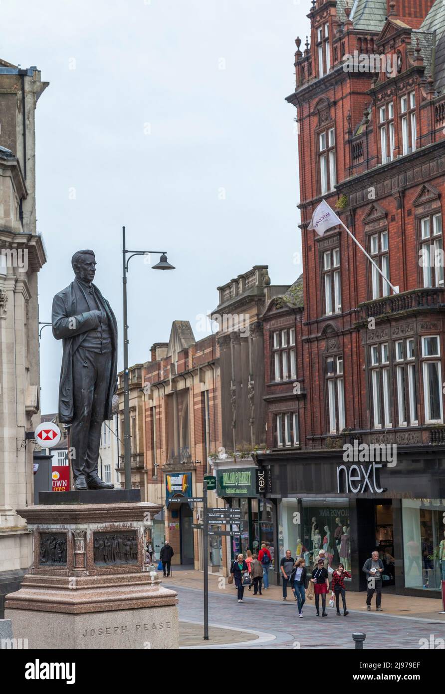 The statue of Joseph Pease in Darlington town centre,England,UK Stock ...