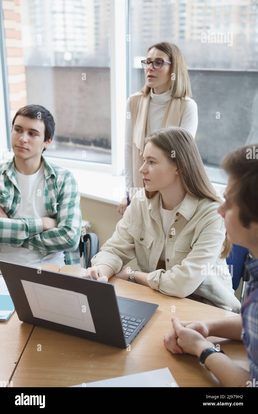Female professor talking hi-res stock photography and images - Alamy