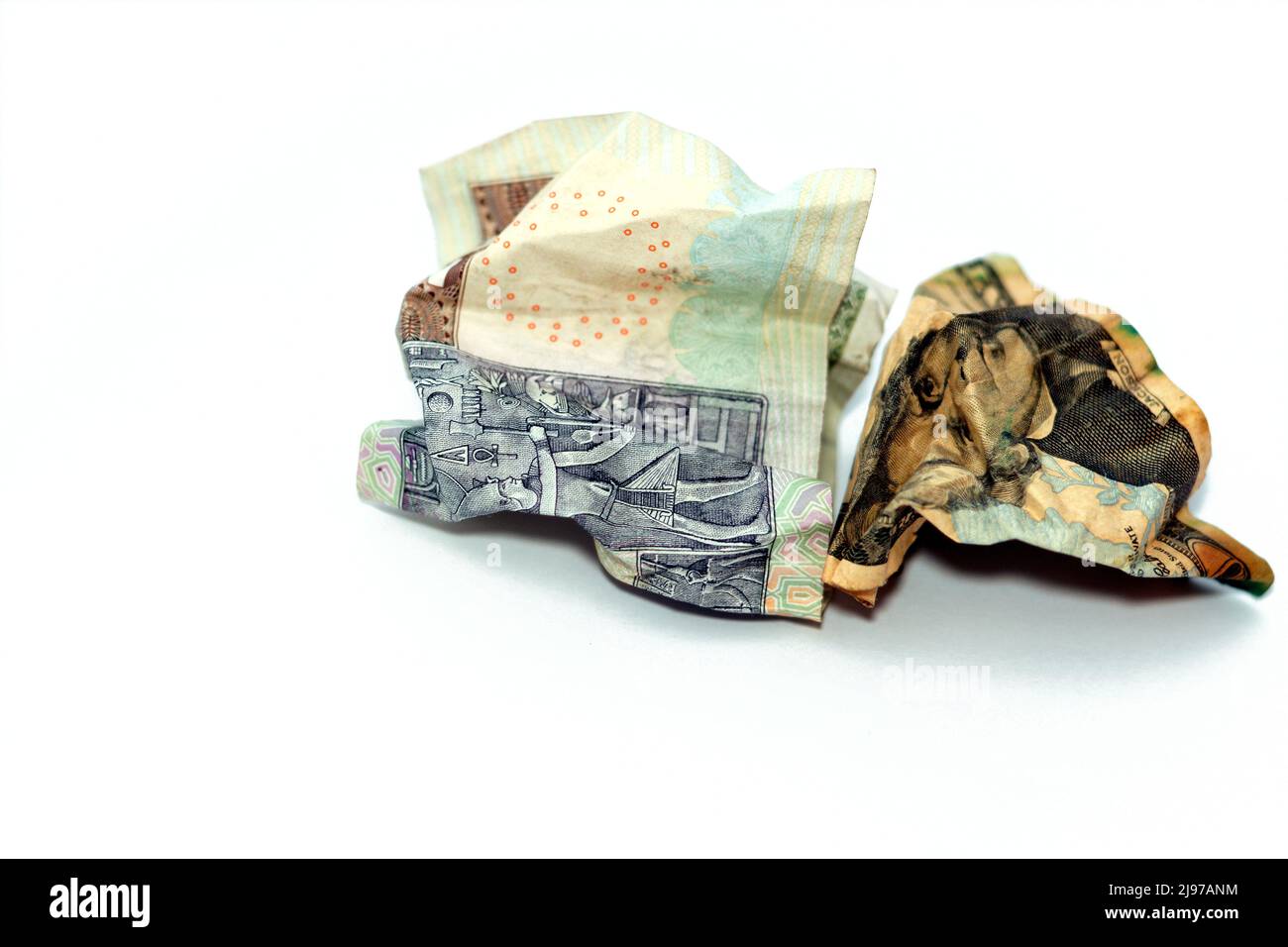 Crumpled wrinkled American money note of 20 $ twenty dollars bill and ...