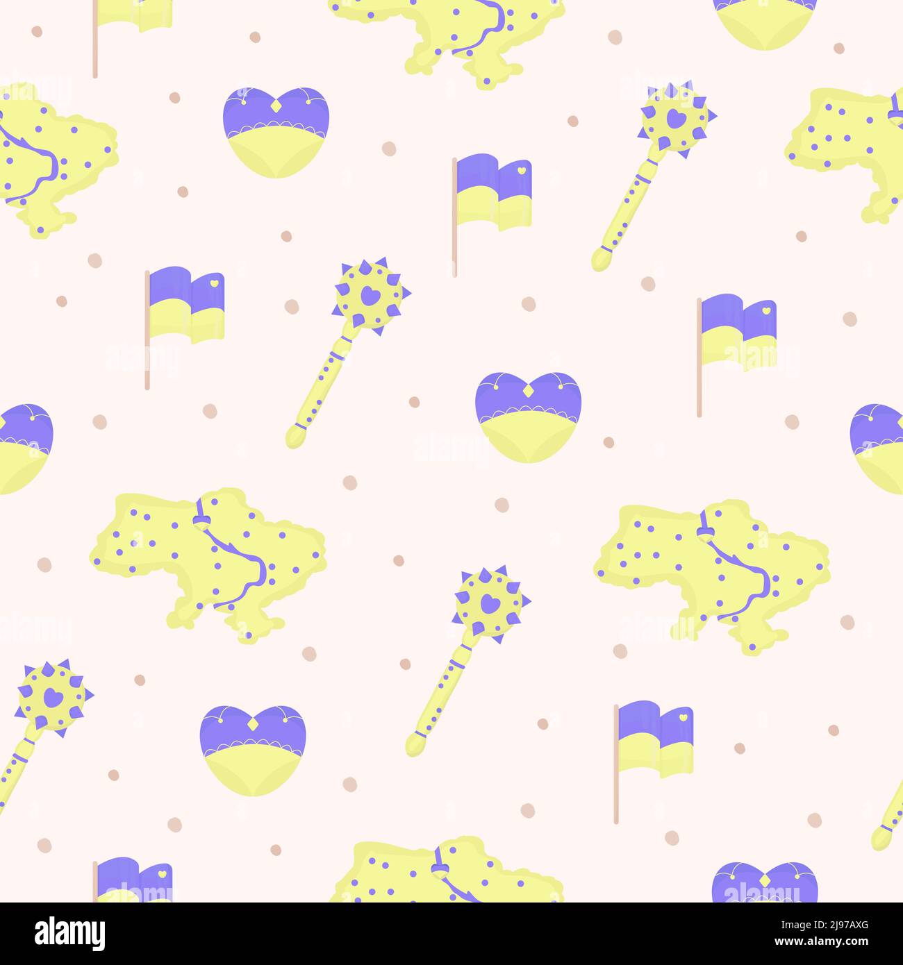 Ukrainian symbols in blue and yellow colors, seamless pattern Stock ...
