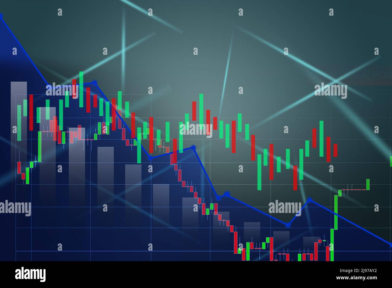 Stock Market Chart on Blue Background. share drop down Stock Photo - Alamy