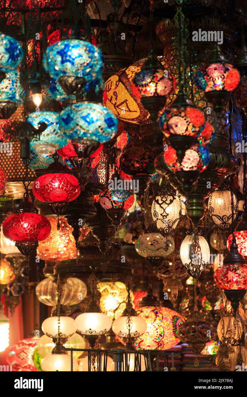 A photo of decorative Ottoman style mosaic chandeliers captured in ...