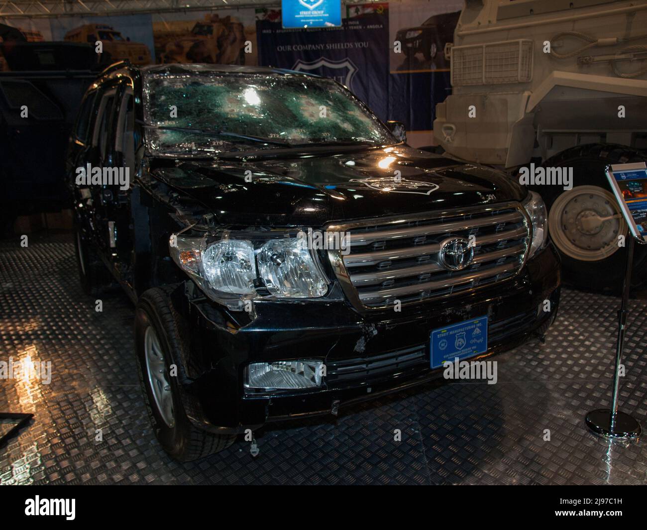 Abu Dhabi, UAE - Feb.23. 2011: bullet-proof car test at IDEX 2011 Stock ...