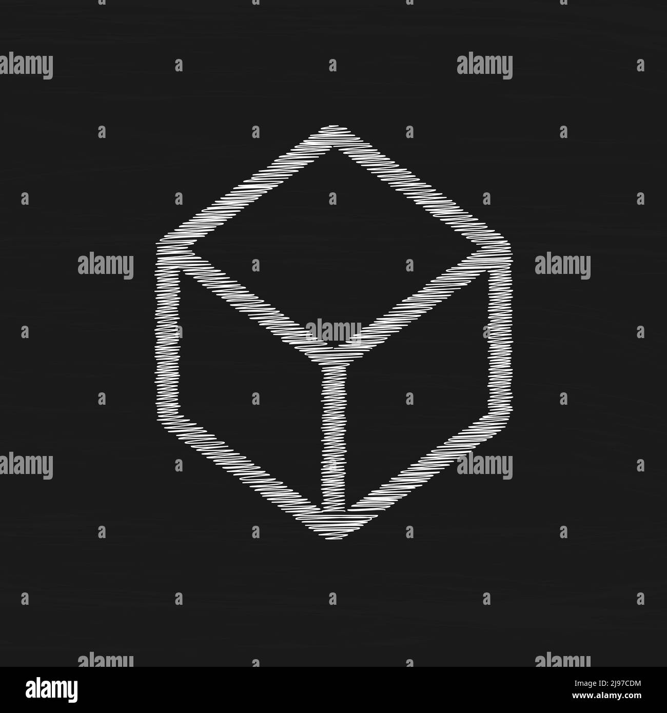 Cube white sketch vector icon. Simple Vector Sign and Trendy Symbol for ...