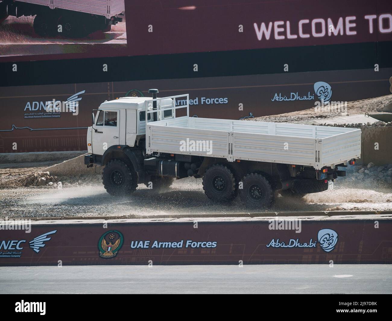 Abu Dhabi, UAE - Feb.23. 2011: KamAZ-43118 6X6 truck in IDEX 2011 ...