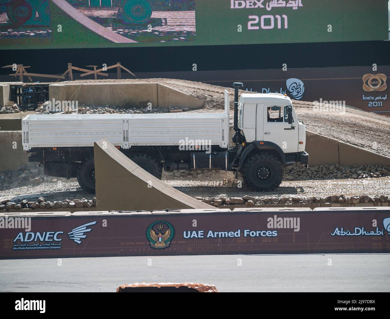 Abu Dhabi, UAE - Feb.23. 2011: KamAZ-43118 6X6 truck in IDEX 2011 ...