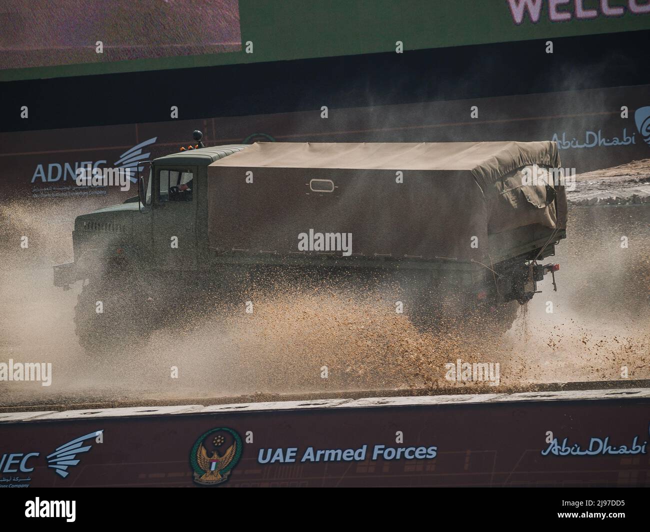 Abu Dhabi, UAE - Feb.23. 2011: KrAZ-5233BE HMTV (High Mobility Tactical ...