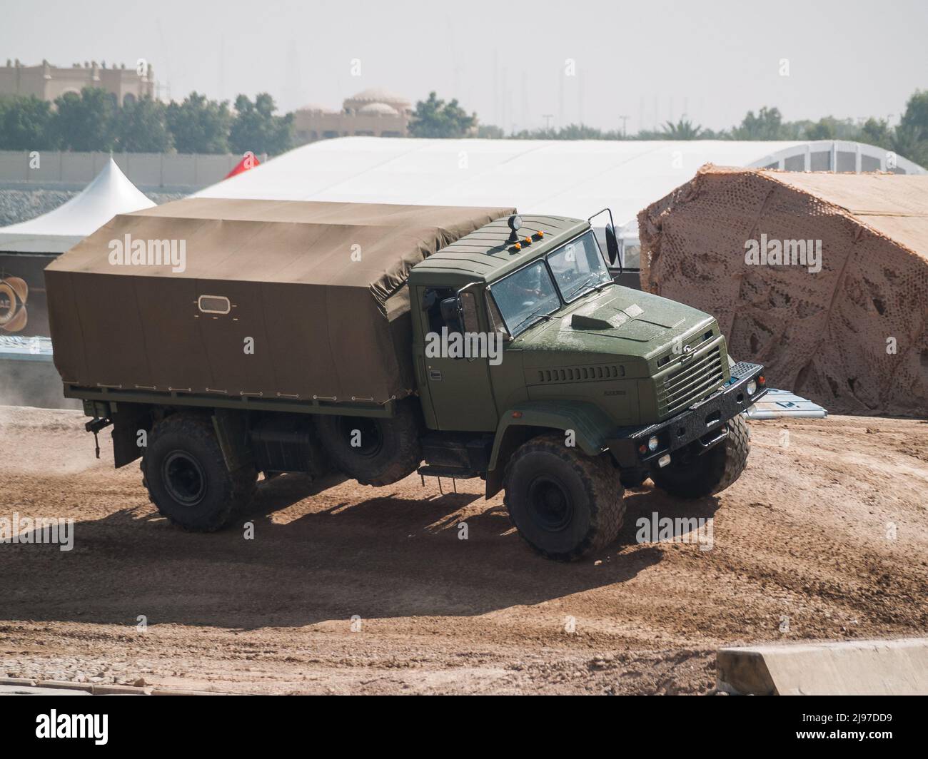 Abu Dhabi, UAE - Feb.23. 2011: KrAZ-5233BE HMTV (High Mobility Tactical ...