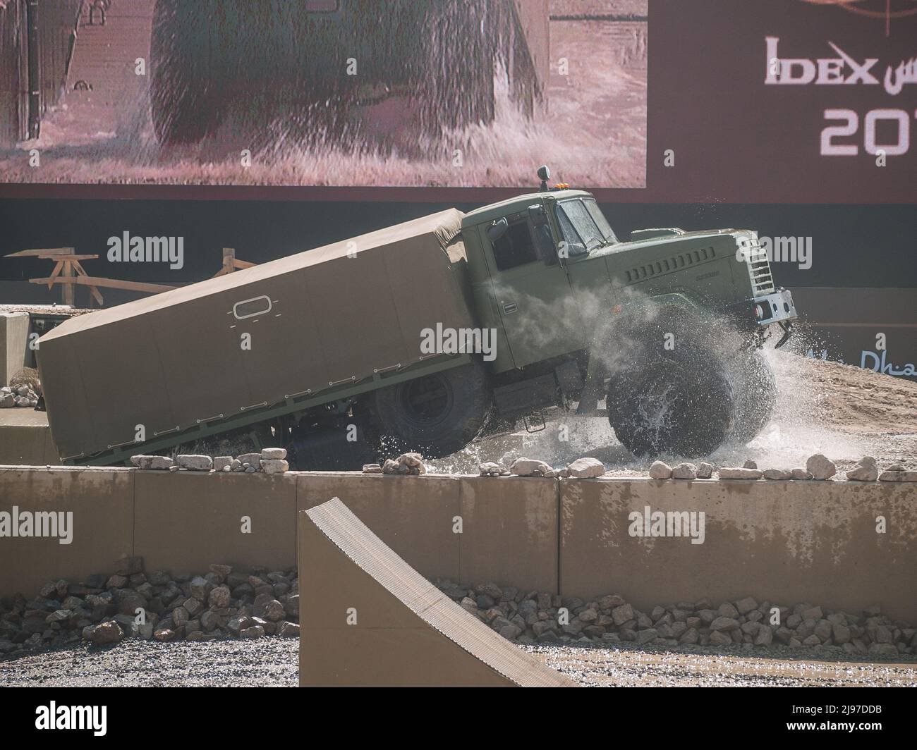 Abu Dhabi, UAE - Feb.23. 2011: KrAZ-5233BE HMTV (High Mobility Tactical ...