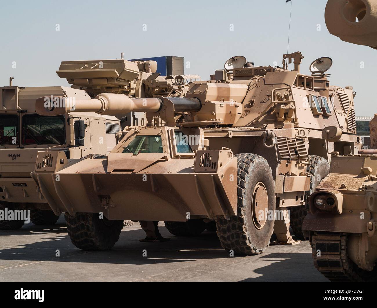 Abu Dhabi, UAE - Feb.23. 2011: South African G6 Rhino mine-protected ...
