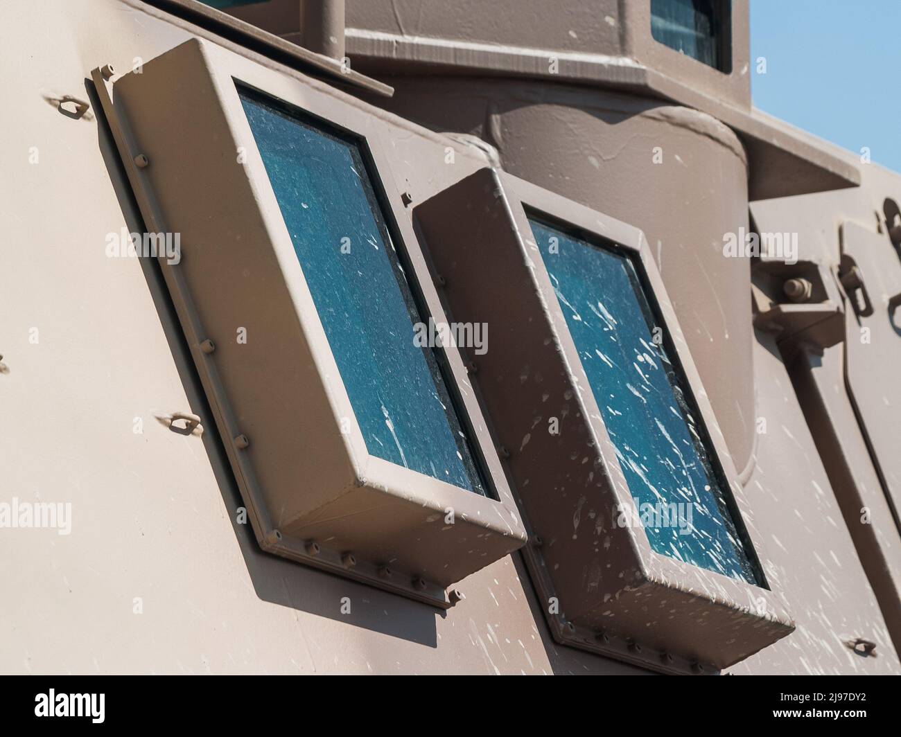 Abu Dhabi, UAE - Feb.23. 2011: South African G6 Rhino mine-protected ...
