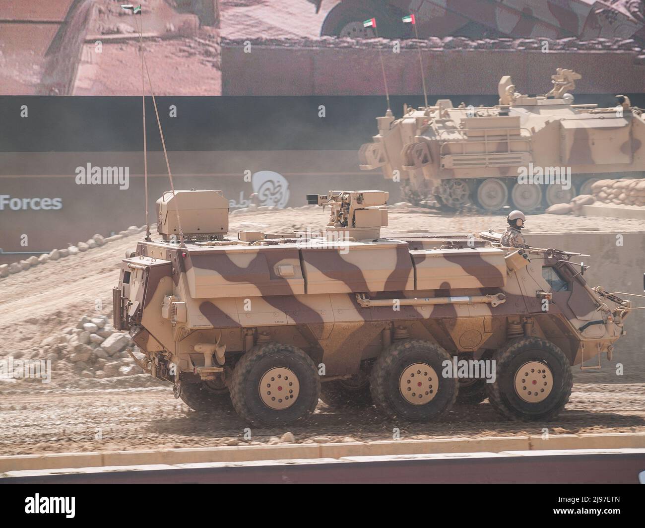 Abu Dhabi, UAE - Feb.20.2013: Rheinmetall Landsysteme Fuchs 2 (6 × 6 ...