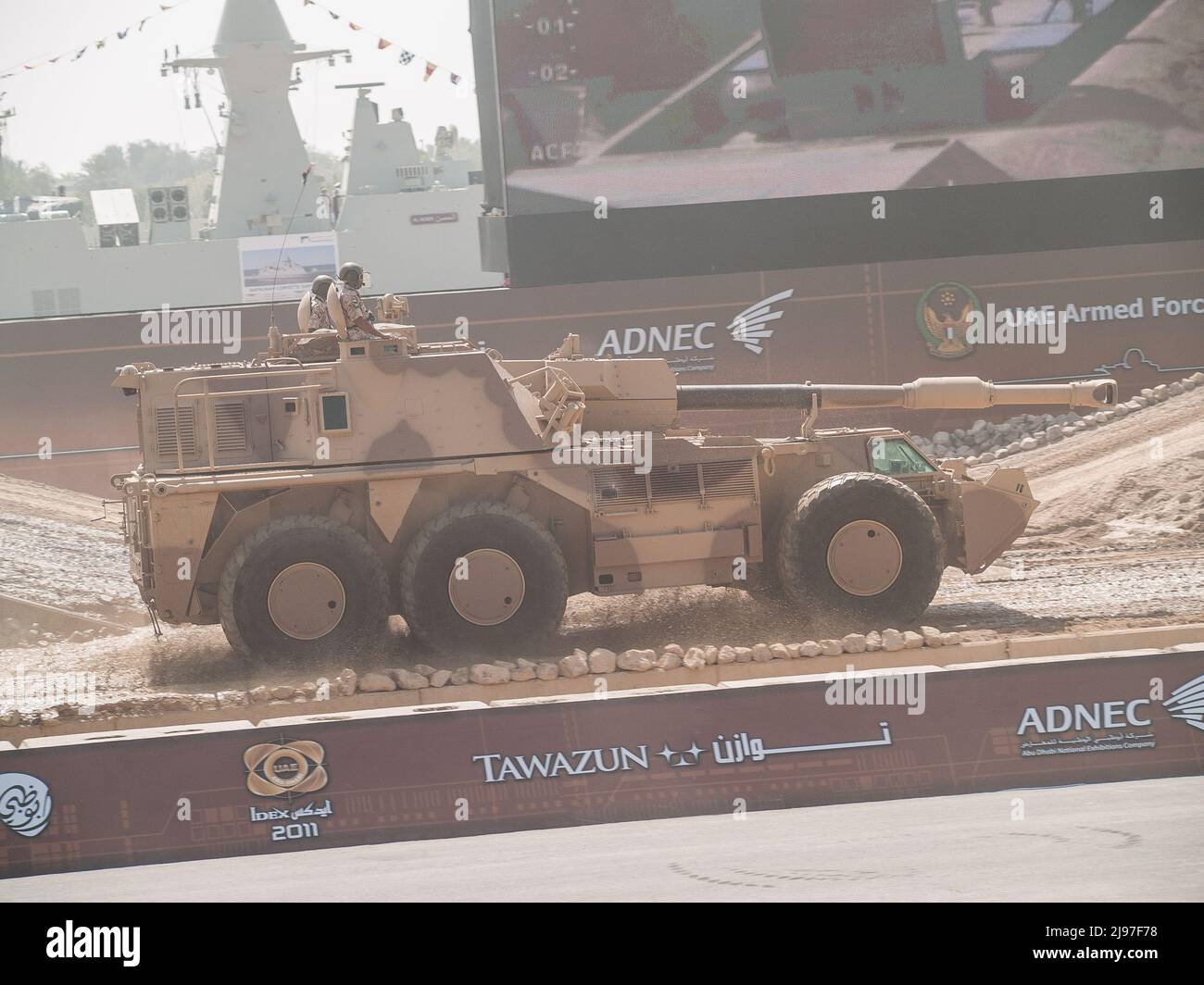 Abu Dhabi, UAE - Feb.23. 2011: South African G6 Rhino mine-protected ...