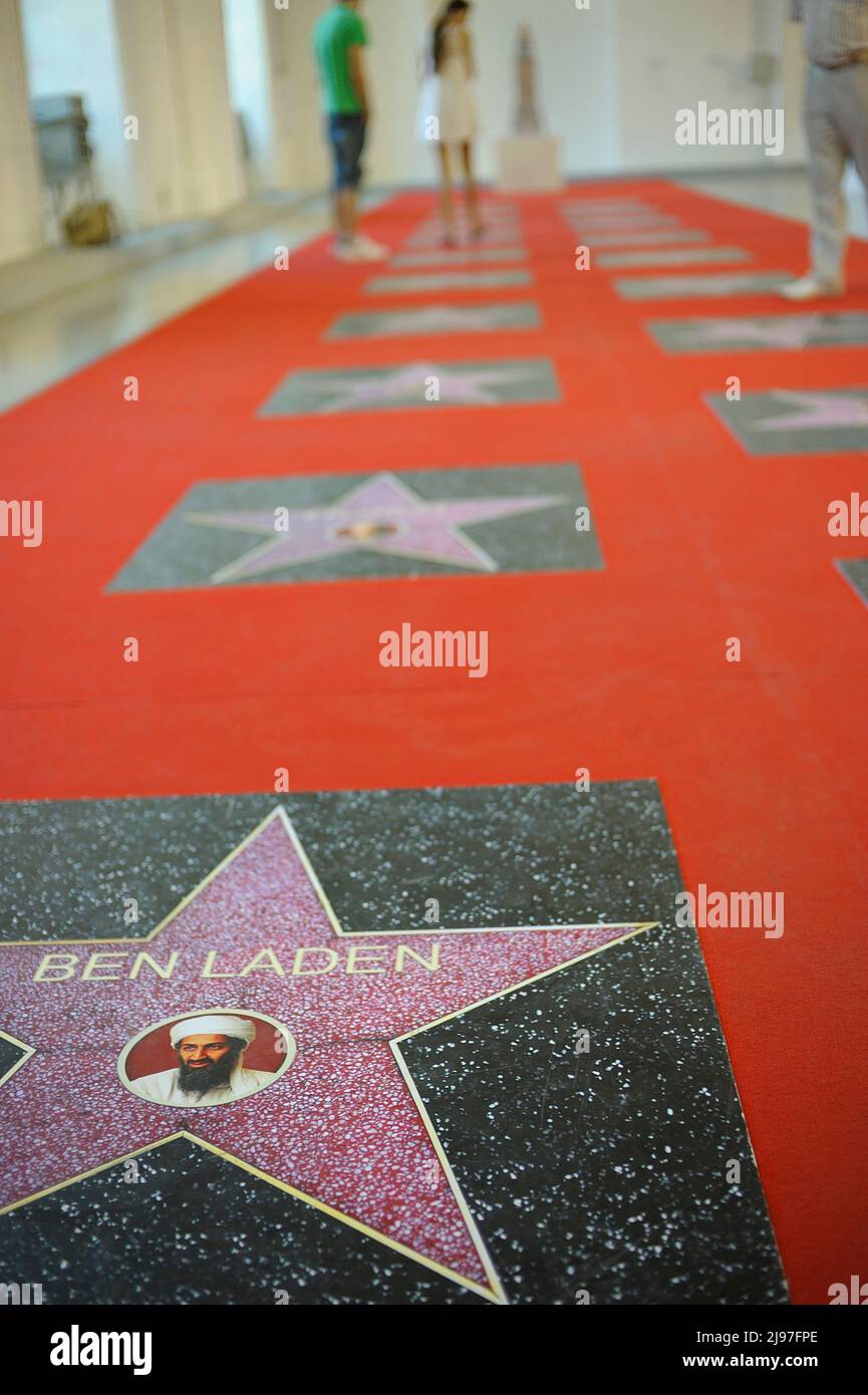 installation the red carpet stars, Ben Laden, set in the exhibition ...