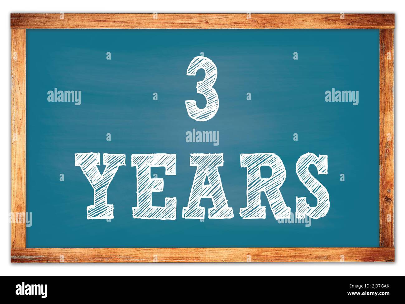 3 YEARS written on blue wooden frame school blackboard Stock Photo - Alamy