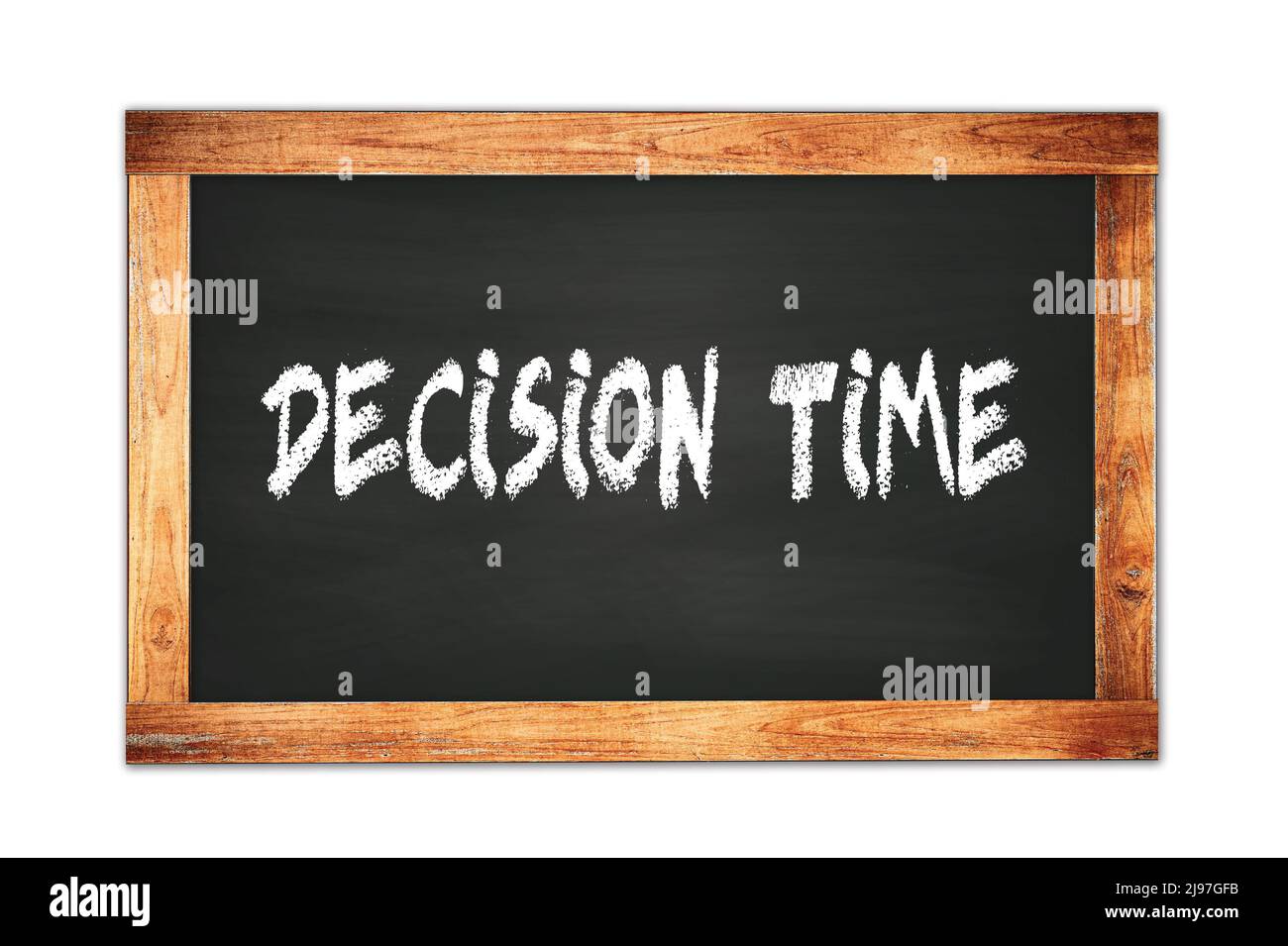 DECISION TIME text written on black wooden frame school blackboard ...