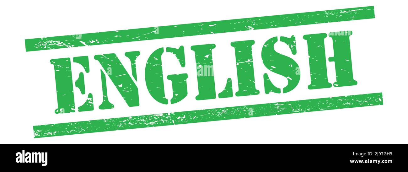 ENGLISH text on green grungy vintage rubber stamp Stock Photo - Alamy