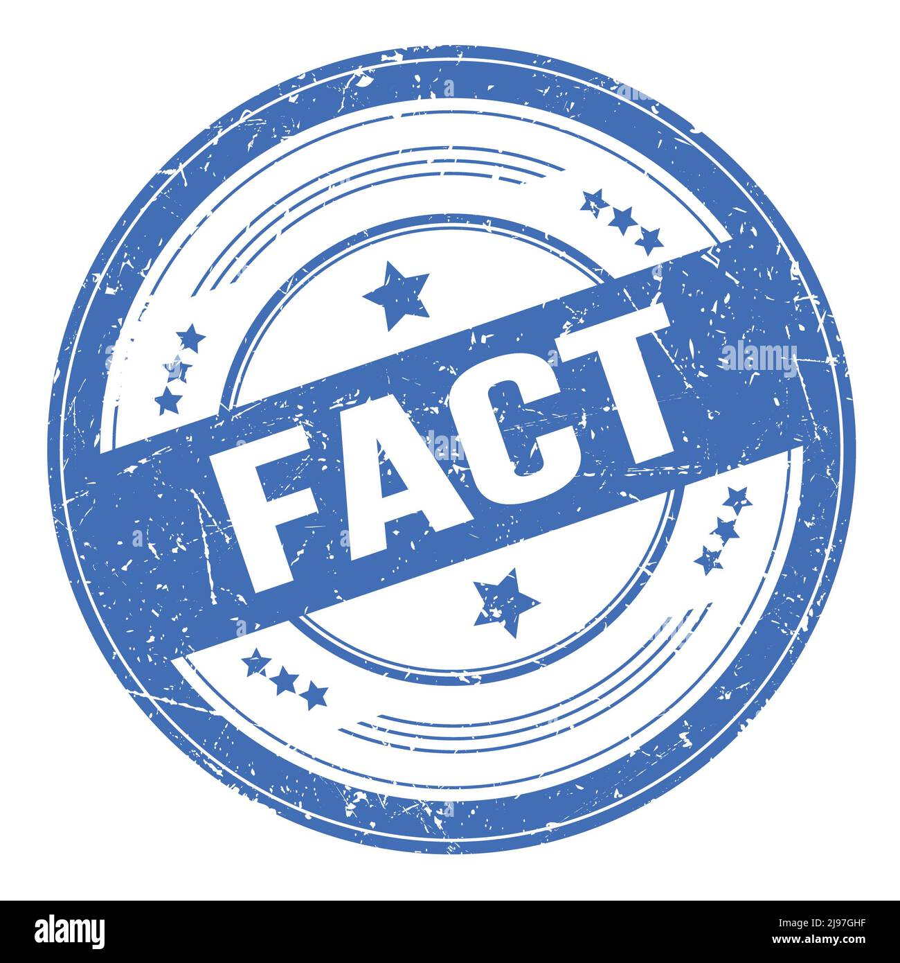 FACT text on blue round grungy texture stamp Stock Photo - Alamy