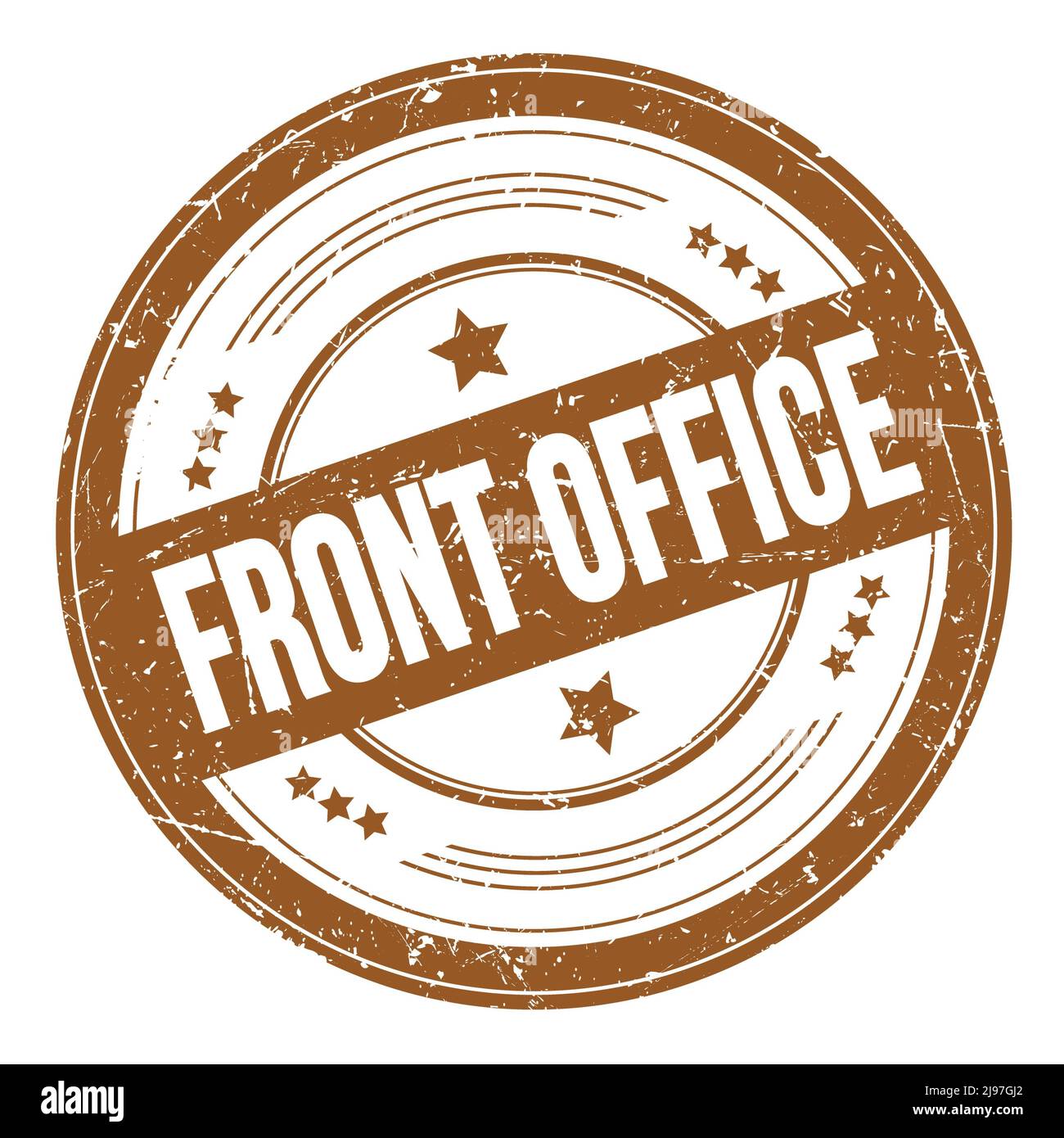 FRONT OFFICE text on brown round grungy texture stamp Stock Photo - Alamy
