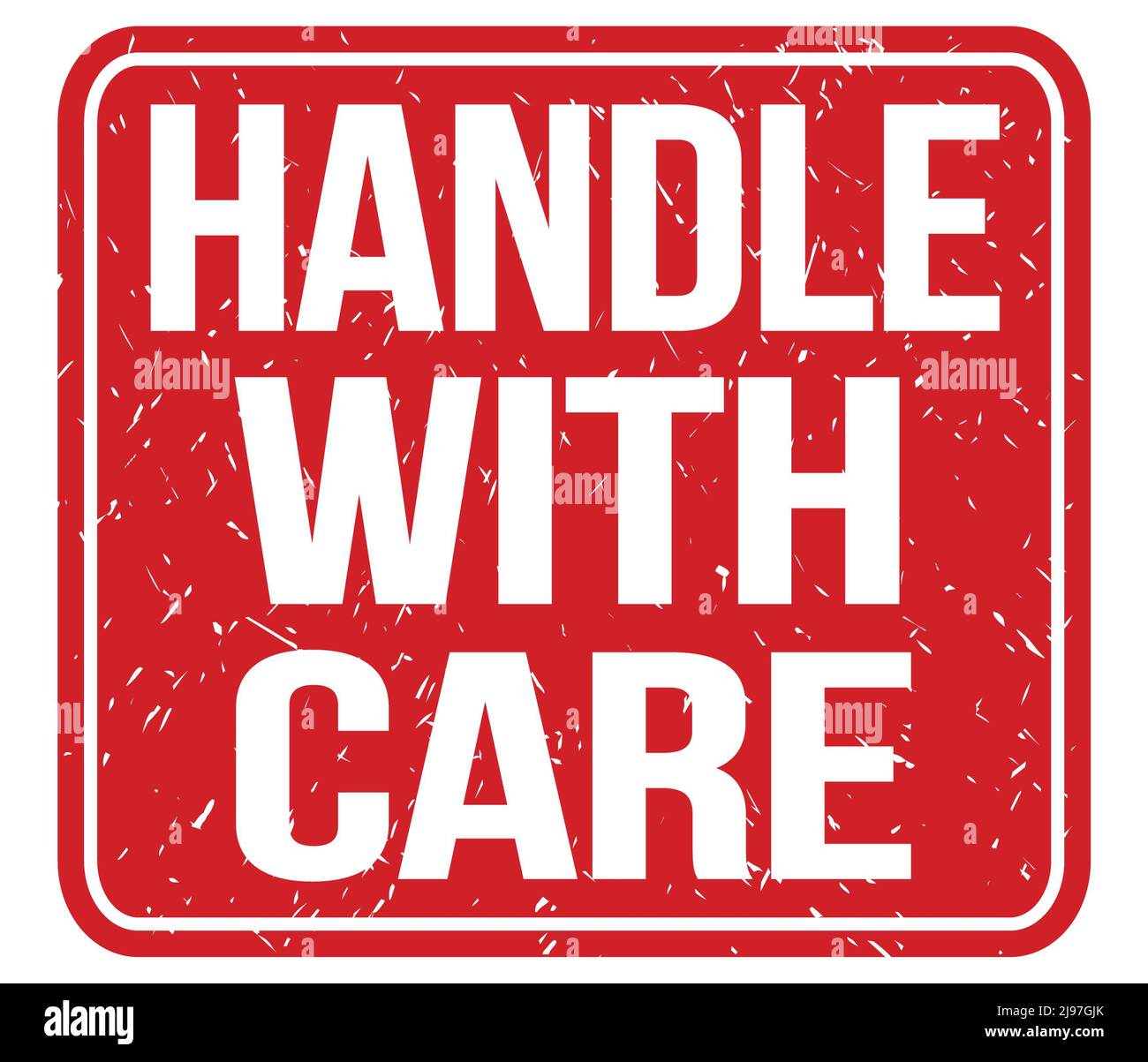 HANDLE WITH CARE, text written on red vintage stamp sign Stock Photo - Alamy
