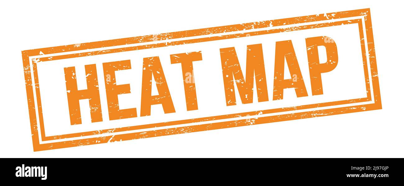 HEAT MAP text on orange grungy vintage rectangle stamp Stock Photo - Alamy