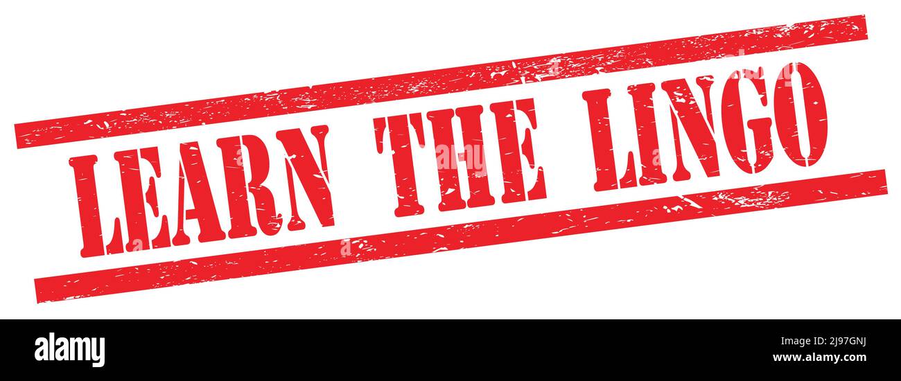 LEARN THE LINGO text on red grungy rectangle vintage stamp Stock Photo ...