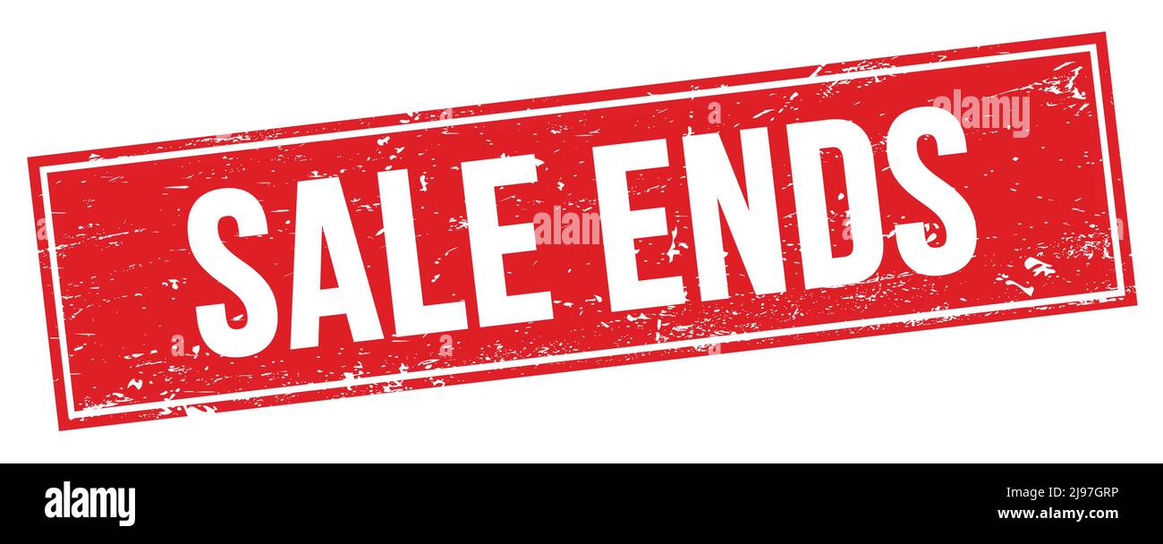 SALE ENDS text on red grungy rectangle stamp sign Stock Photo - Alamy