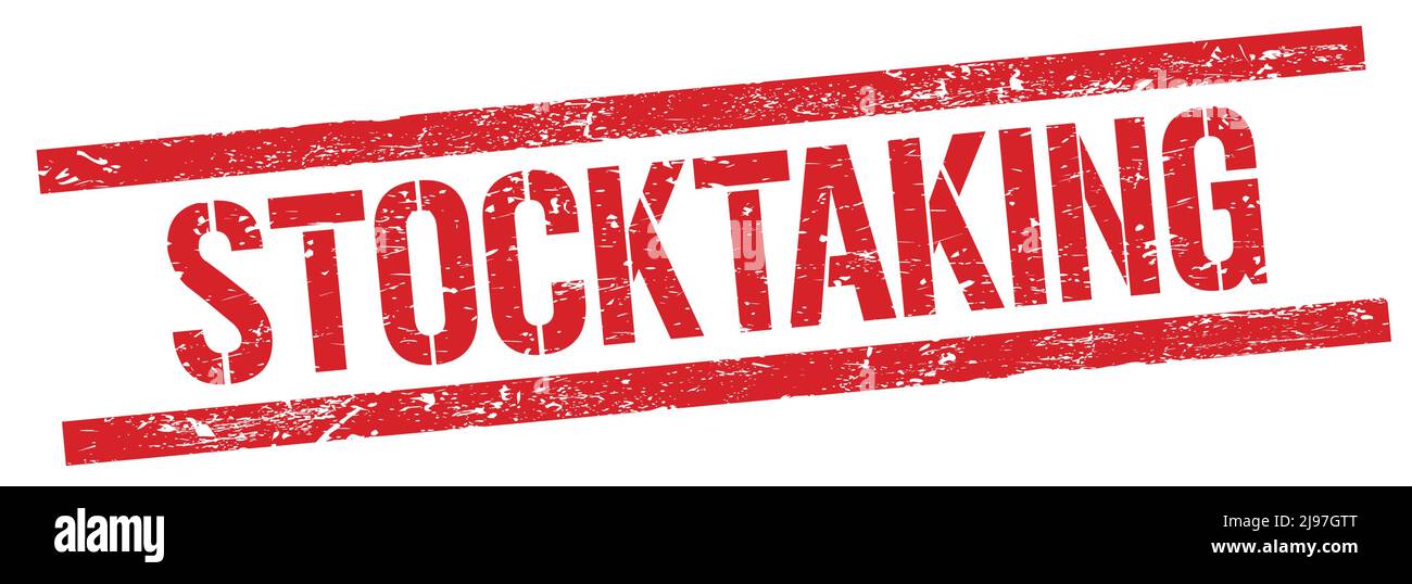 STOCKTAKING text on red grungy rectangle stamp sign Stock Photo - Alamy