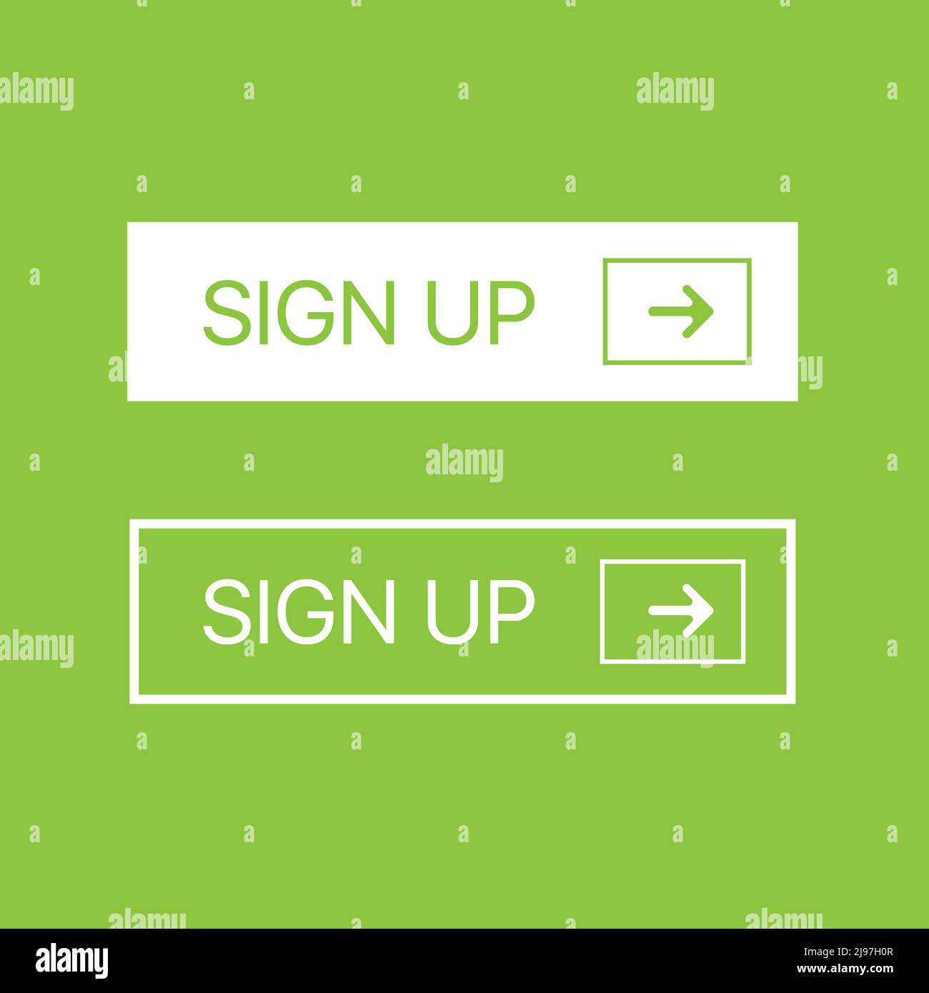 Sign up green and white buttons vector illustration for web Stock ...