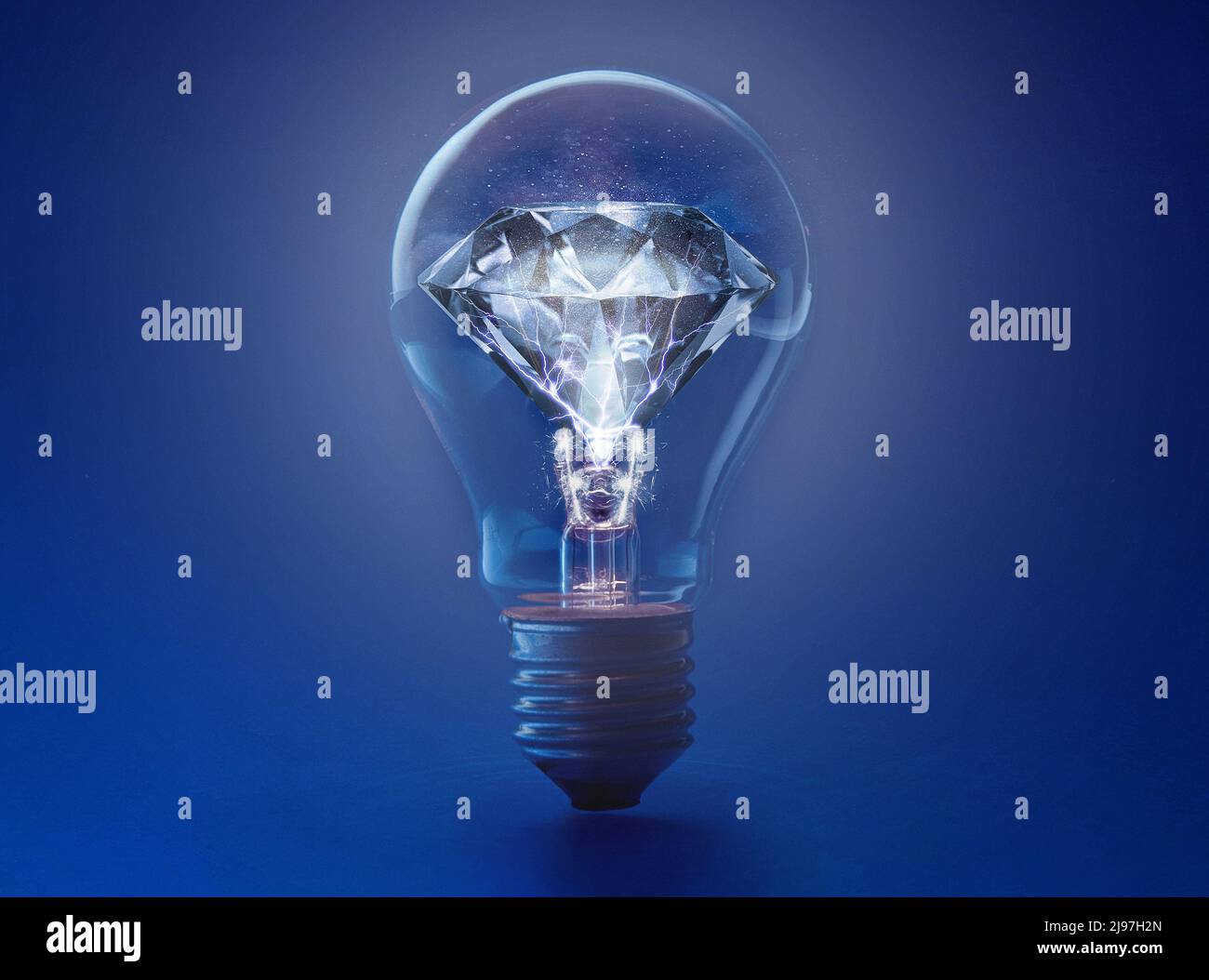 photo-edition of diamond inside light bulb. concept of rising ...